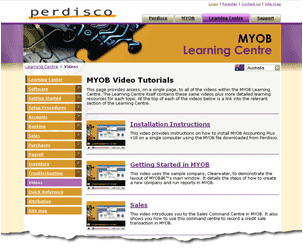 MYOB Accounting Practice Sets by Perdisco: MYOB Learning Centre